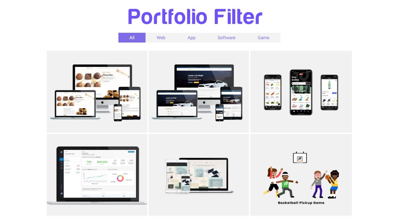 Responsive Portfolio Filter Using Html Css Javascript Youtube