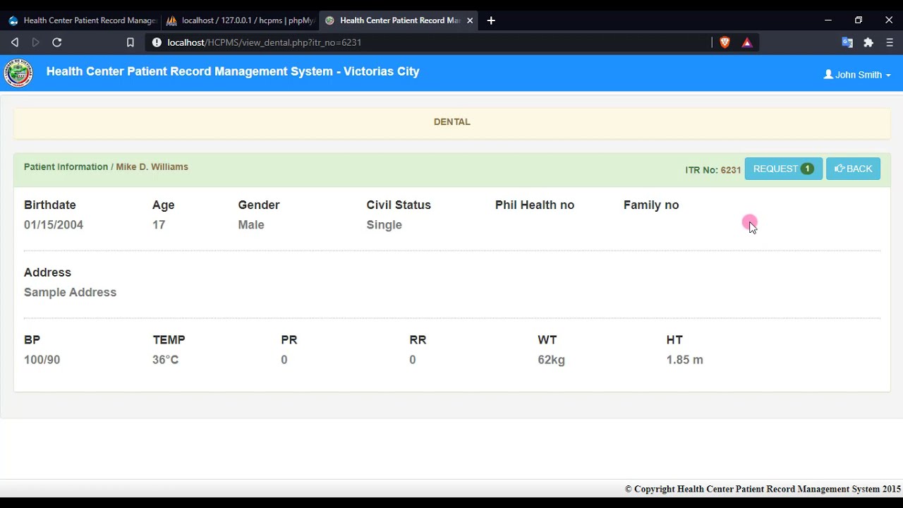 Health Center Patient Record Management System Using Php Demo Youtube