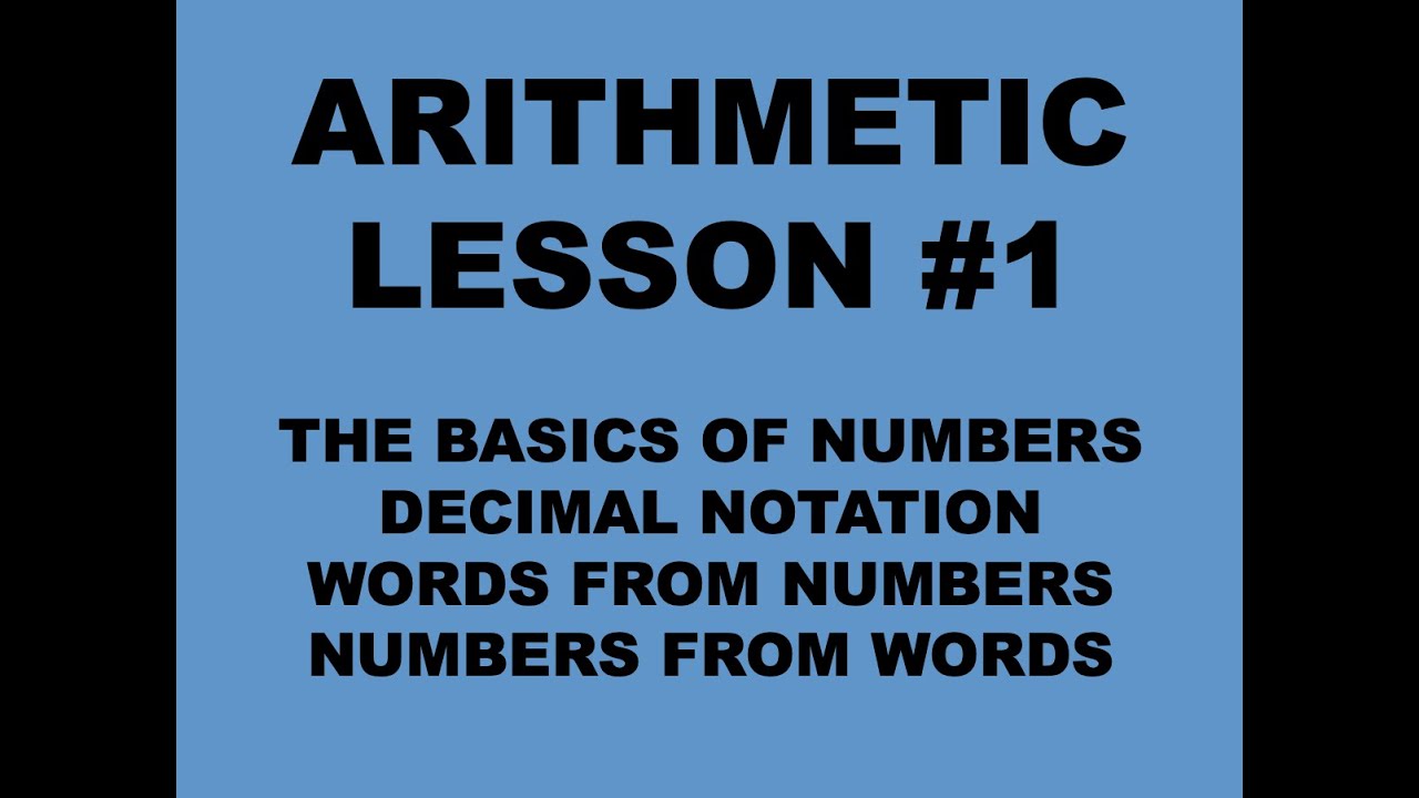 Arithmetic Lesson 1 Youtube