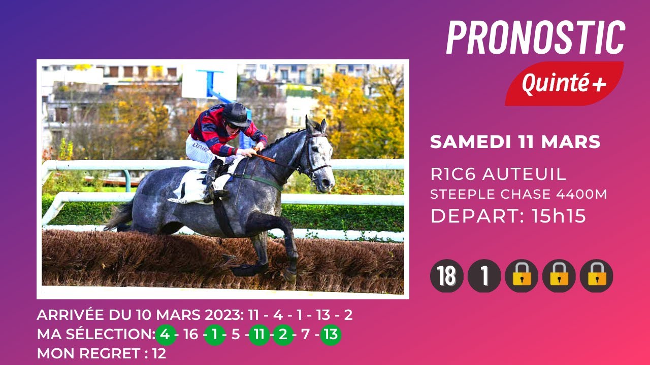 Pronostic Pmu Quinté Samedi 11 Mars à Auteuil Réunion 1 Course 6 Youtube
