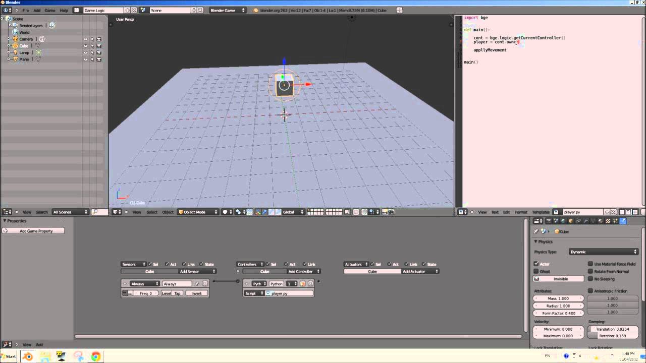 Hd Blender 2 6 Game Engine Python Scripting Tutorial Basic Movement