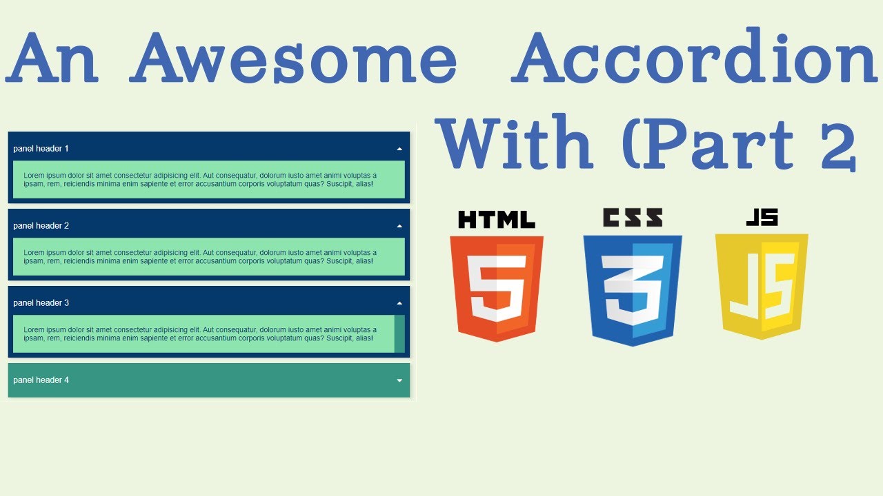 An Awesome Accordion With Html Css And Javascript Part 2 Youtube