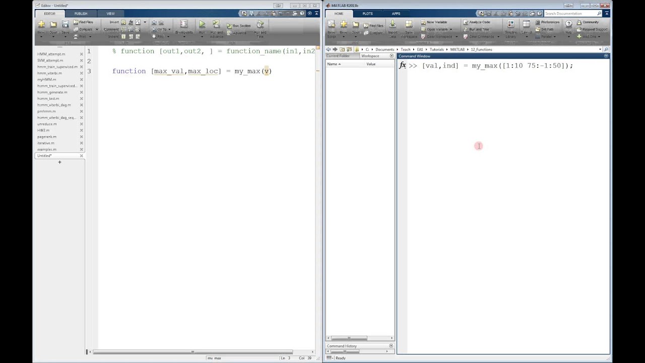 Matlab Function Tutorial Youtube