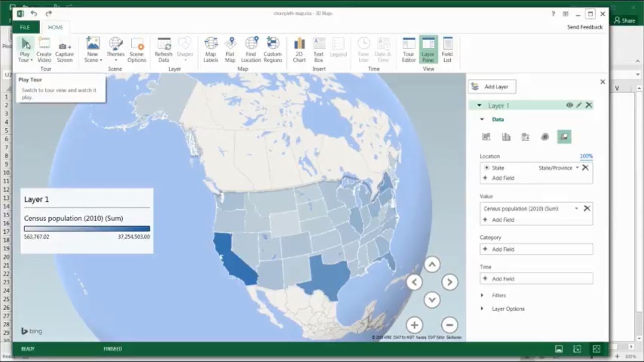 Create A Choropleth Map In Excel Youtube