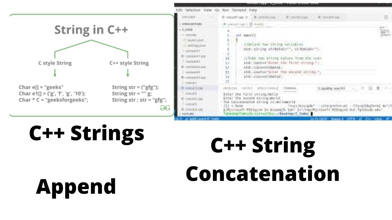 C Strings And C String Concatenation Append Youtube