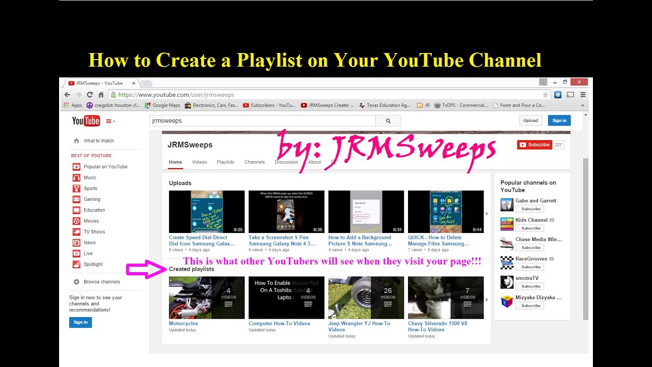 How To Add Make Create A Playlist On Your Youtube Channel Youtube