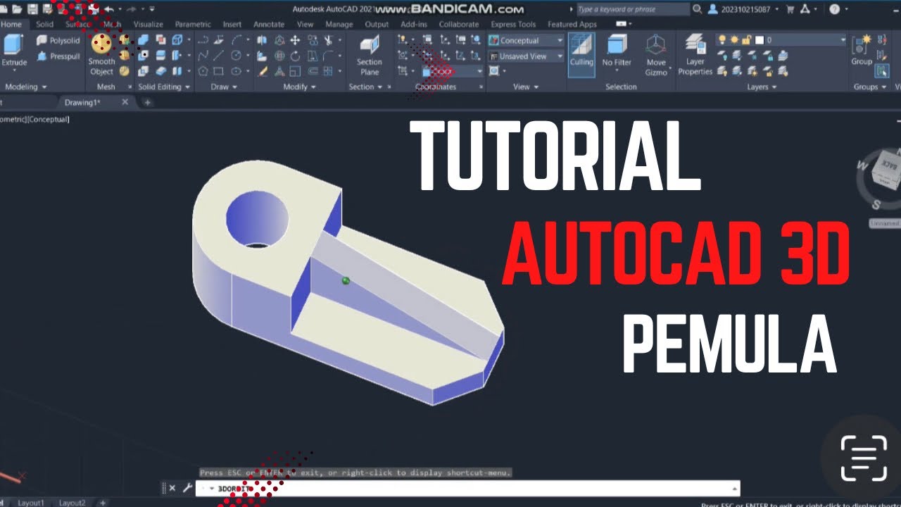 Tutorial Autocad 3d Pemula Mechanical Engineering Youtube
