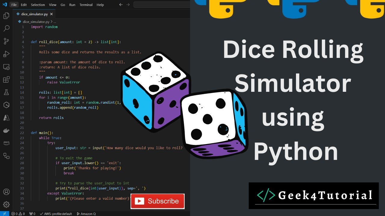 Build A Dice Rolling Simulator In Python Python Projects For