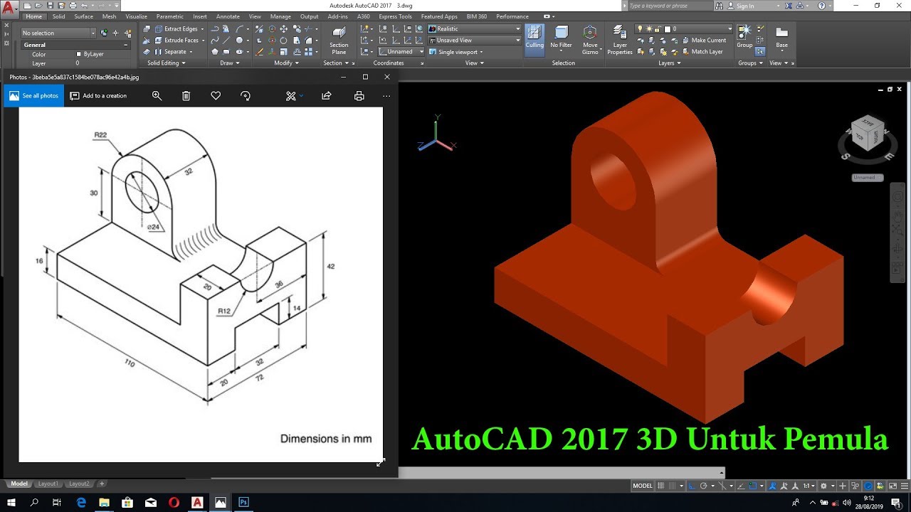 3d Autocad Tutorial Autocad 2017 3d Untuk Pemula Youtube