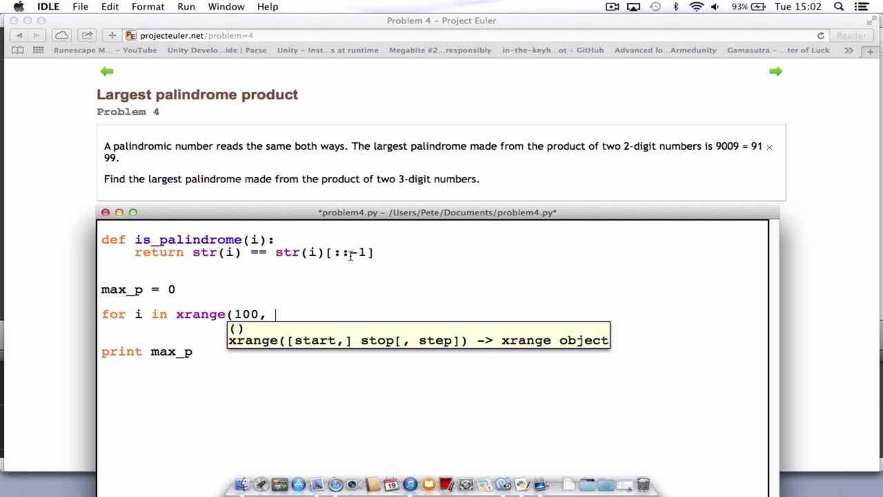Project Euler Problem 4 Python Youtube
