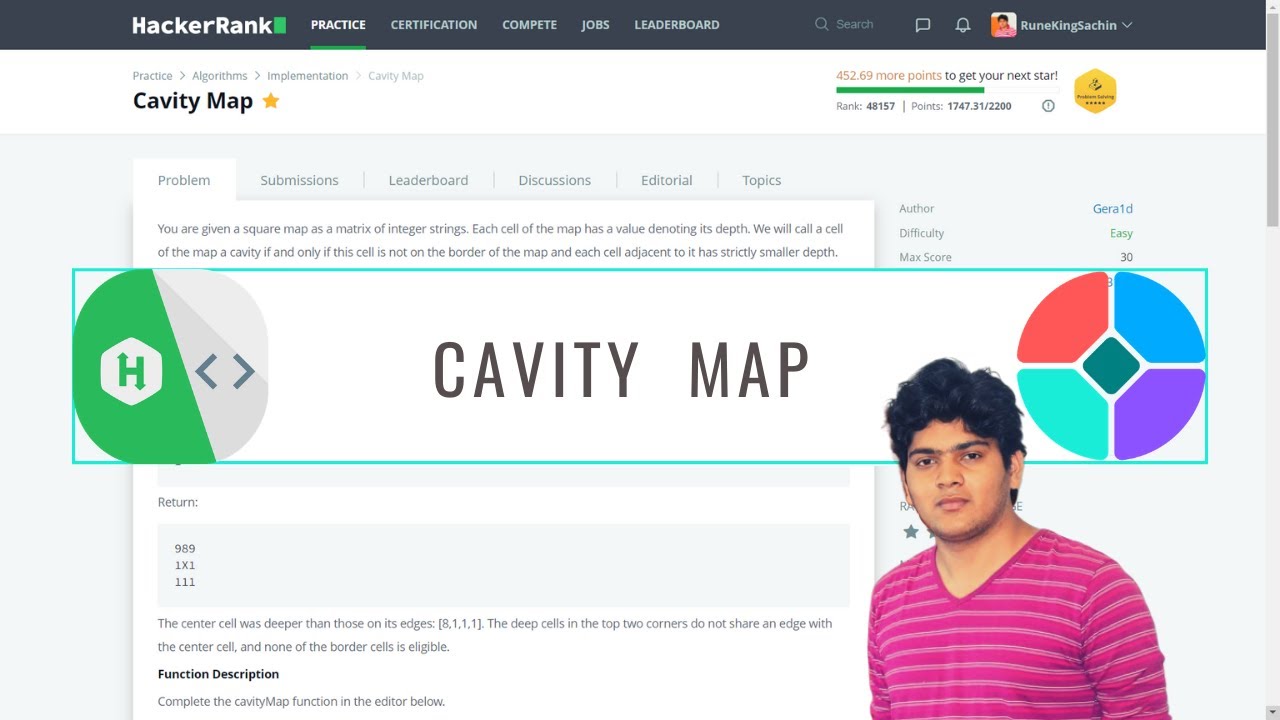 Cavity Map Hackerrank Problem Solution Python Youtube