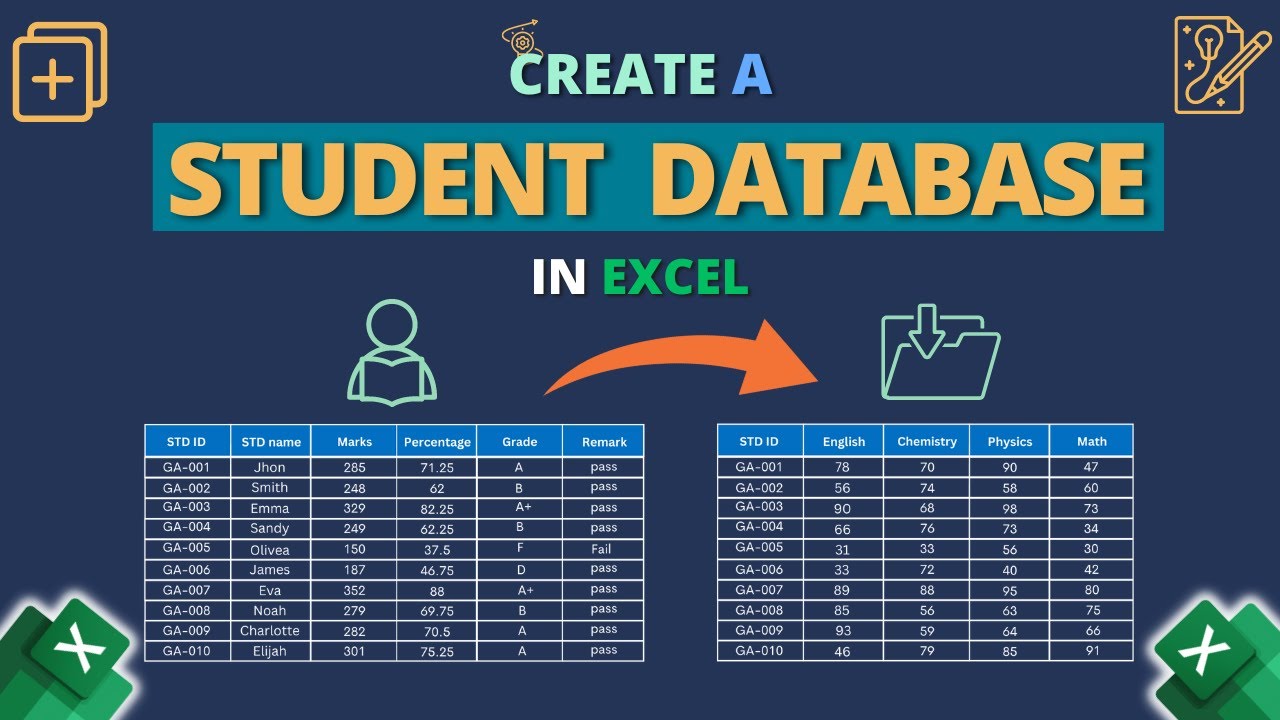 How To Create Student Database In Excel Youtube
