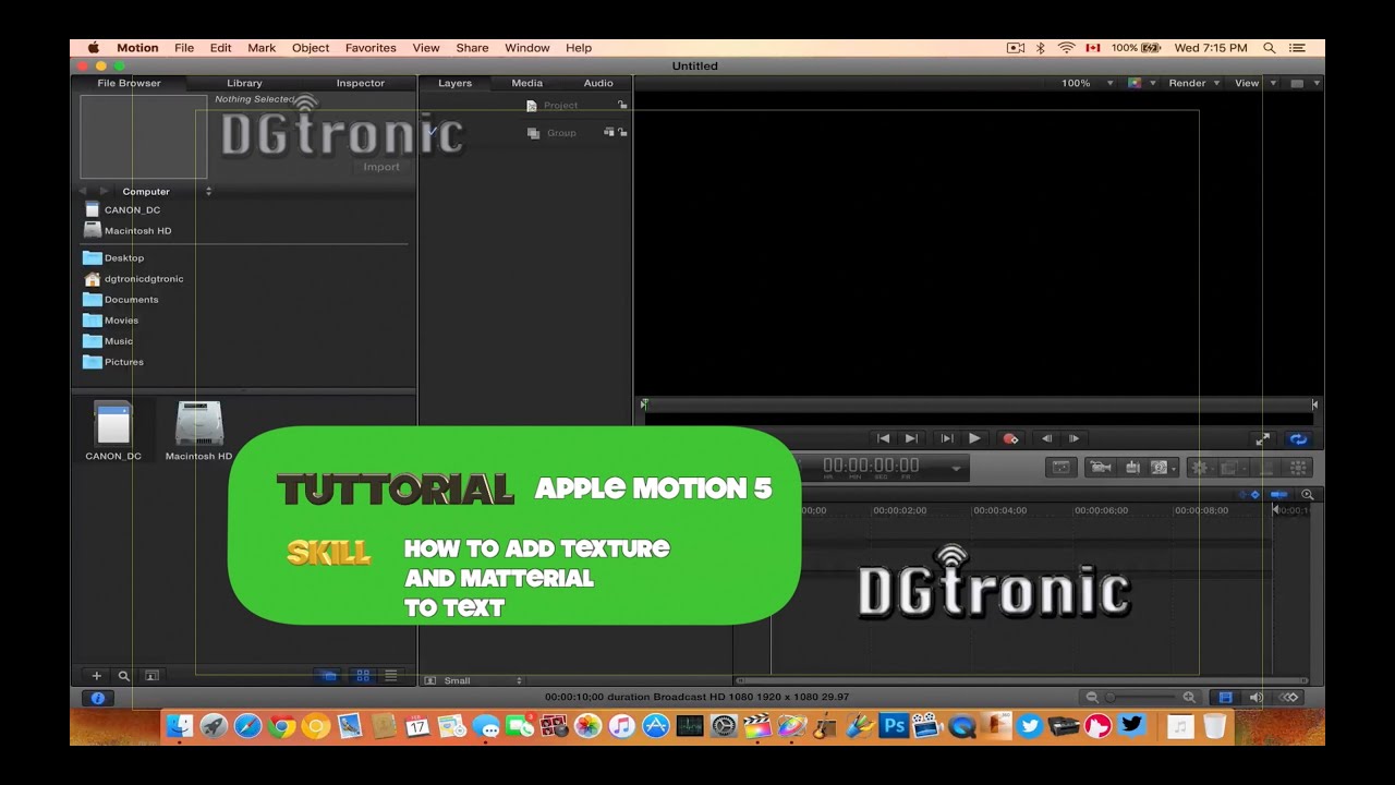 Apple Motion 5 Tutorial How To Add Texture And Material To Text Youtube