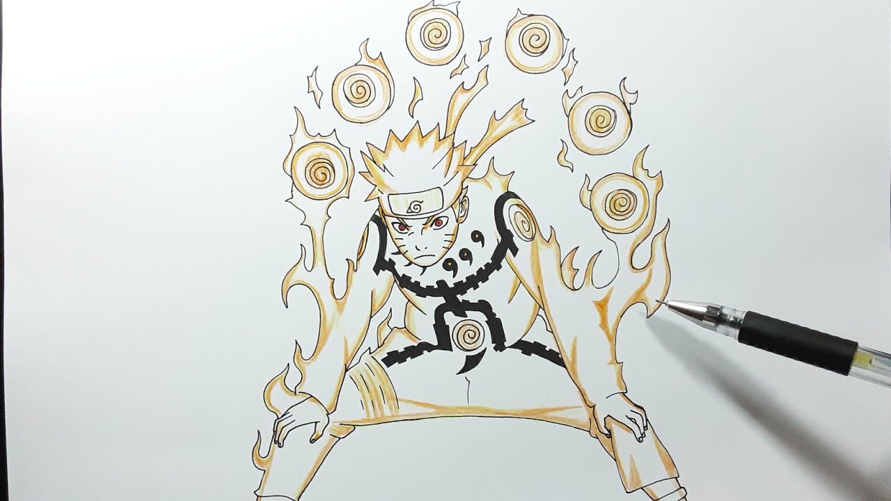 How To Draw Naruto Uzumaki Nine Tails Chakra Mode Naruto Step By Step