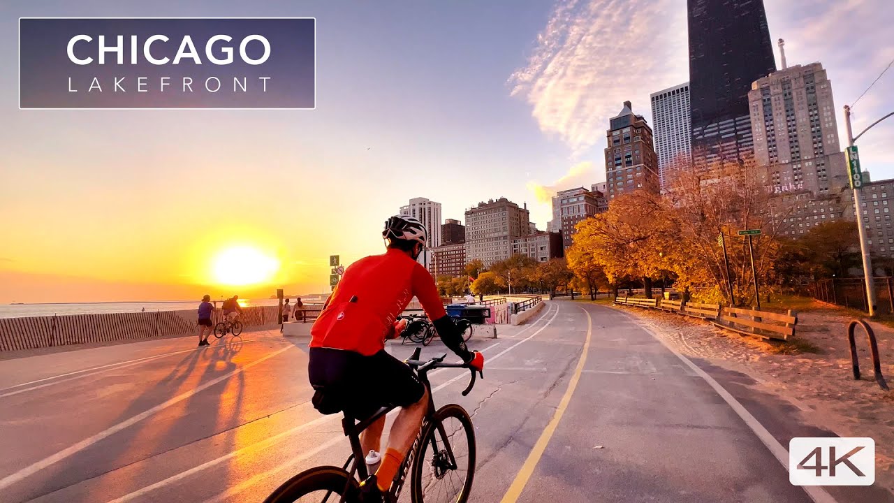 Spectacular Sunrise On Chicago Lakefront Virtual Bike Ride In 4k Hdr
