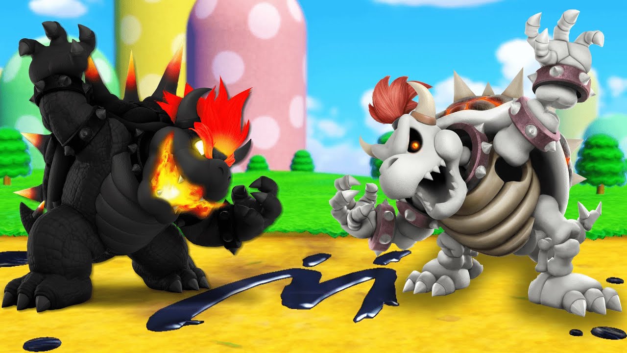 Dark Bowser Vs Dry Bowser Super Mario 3d Land Skeletal Dry Bowser