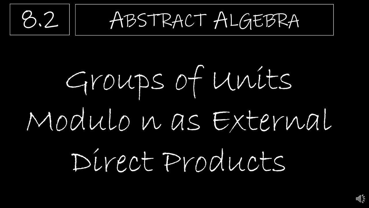 Abstract Algebra 8 2 Groups Of Units Modulo N As External Direct