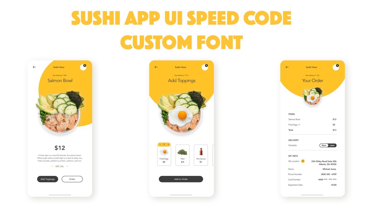 React Native Sushi App Ui Custom Font Speed Code Youtube