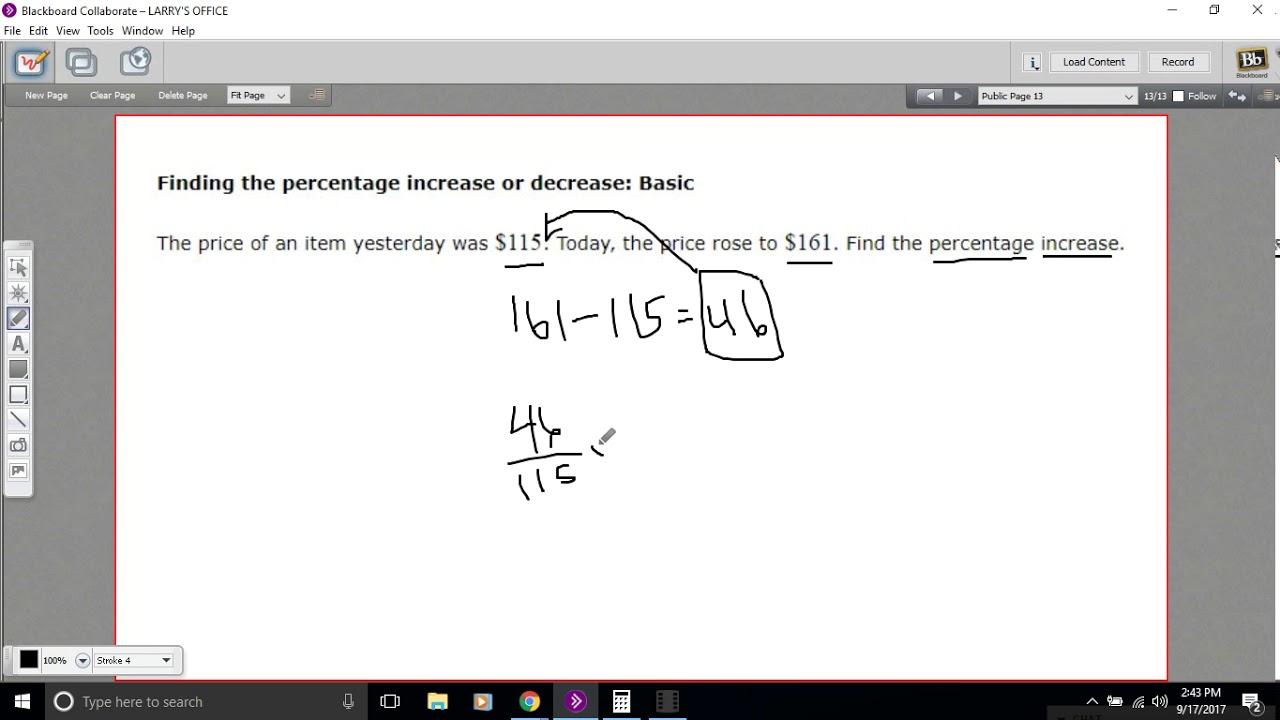 Finding The Percentage Increase Or Decrease Basic Youtube