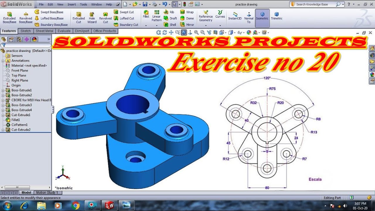 Exercise No 20 In Solidworks For Beginners Beginners Exercise No 20