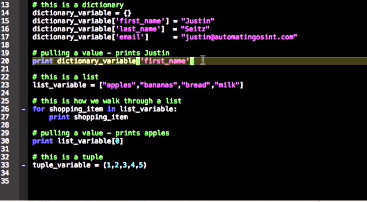Python For Automating Osint 2 Data Structures Youtube
