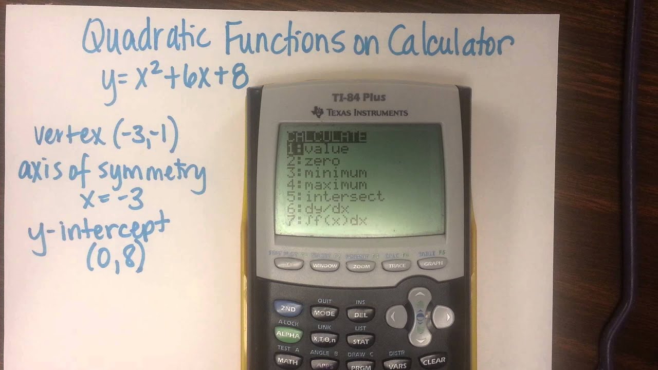 Quadratic Functions The Calculator Ti 84 Plus Youtube