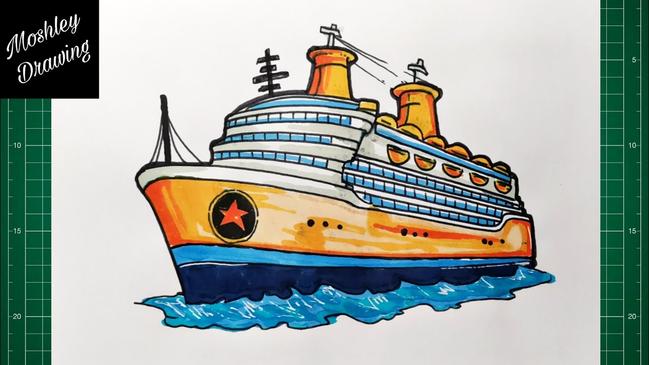 How To Draw A Cruise Ship Youtube