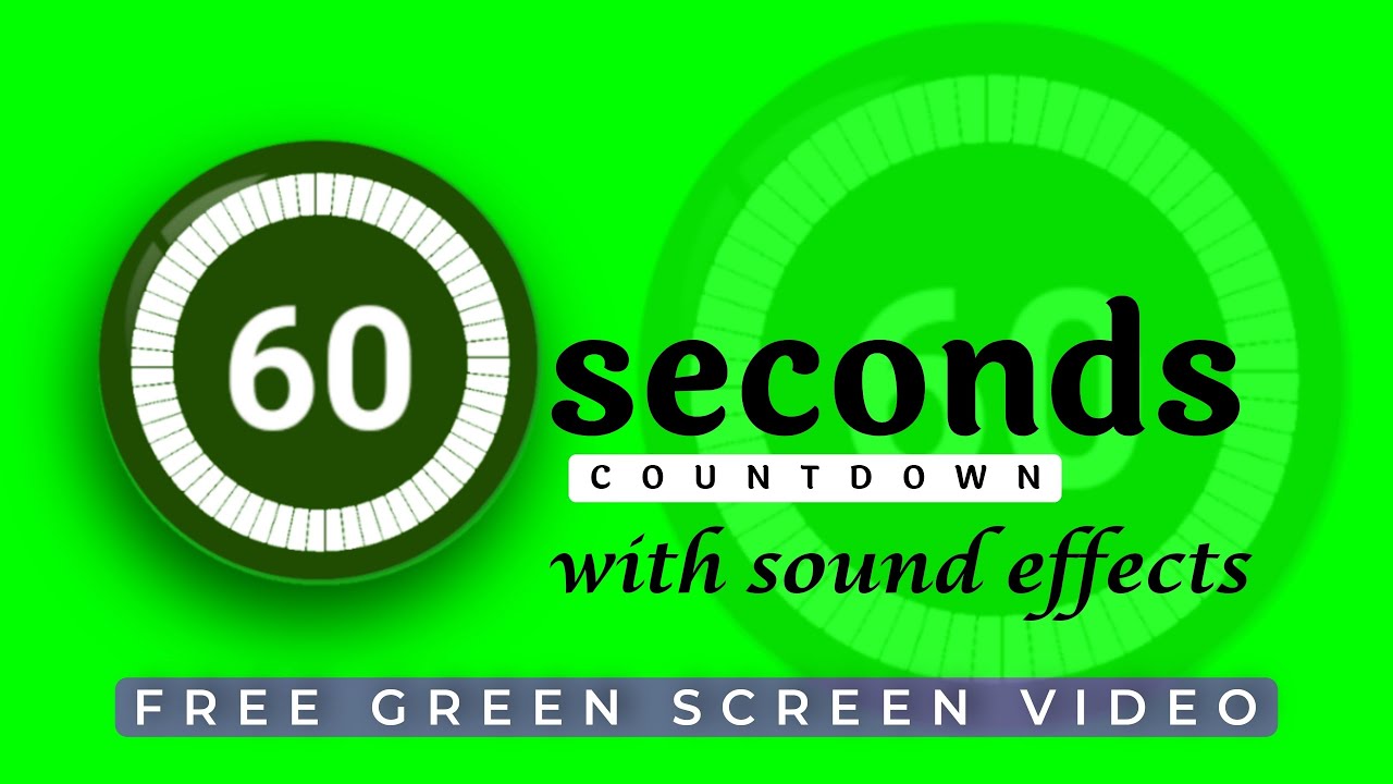 60 Seconds Countdown Timer With Sound Effect Green Screen 1 Minute