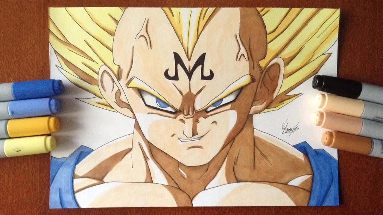 Disegno Drawing Majin Vegeta Super Saiyan 2 Youtube