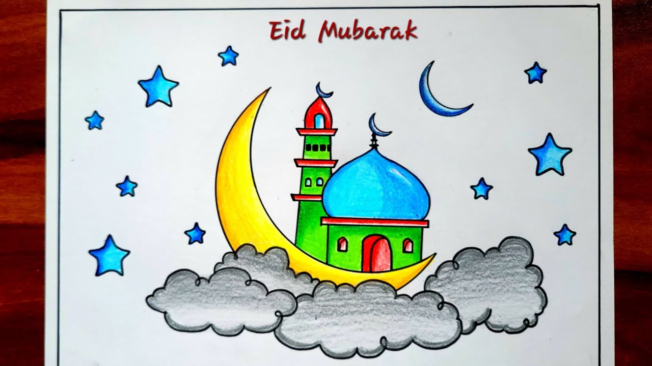 Eid Mubarak Drawing Ramadan Drawing Easy Step How To Draw Eid