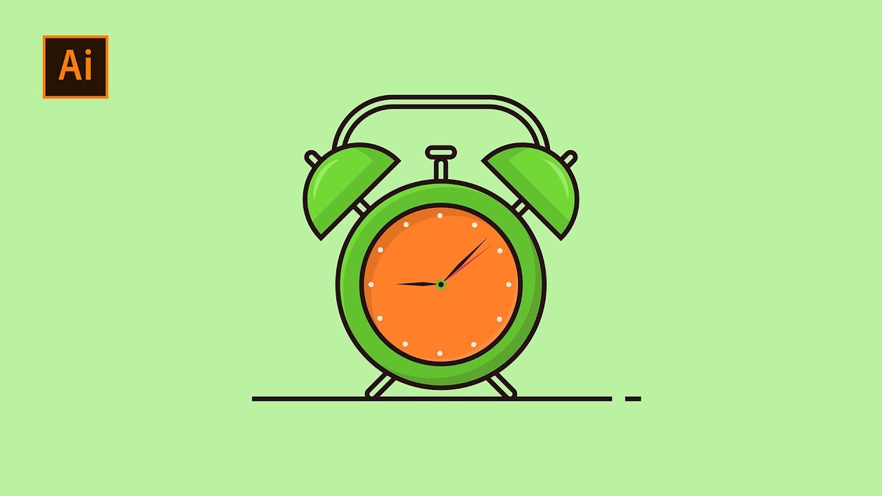 Alarm Clock Flat Design Adobe Illustrator Tutorial Youtube