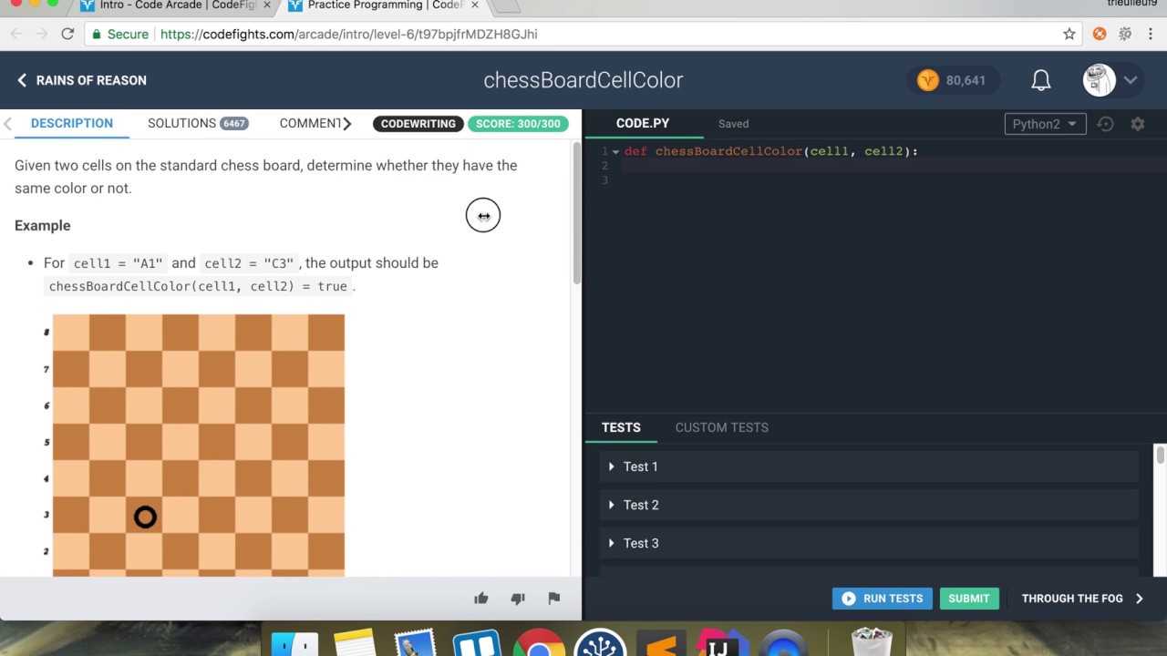 Chessboardcellcolor Codefights Python Youtube