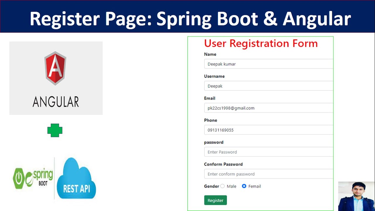 Register Page Angular With Spring Boot Youtube