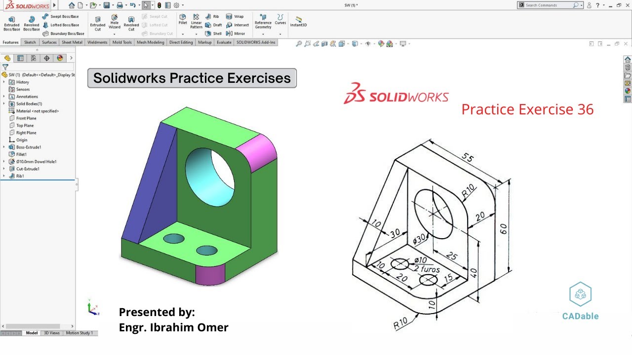 Solidworks Practice Exercises Solidworks Exercise 36 Use Of