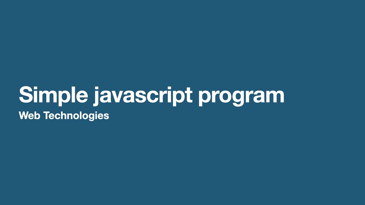Simple Javascript Program Youtube