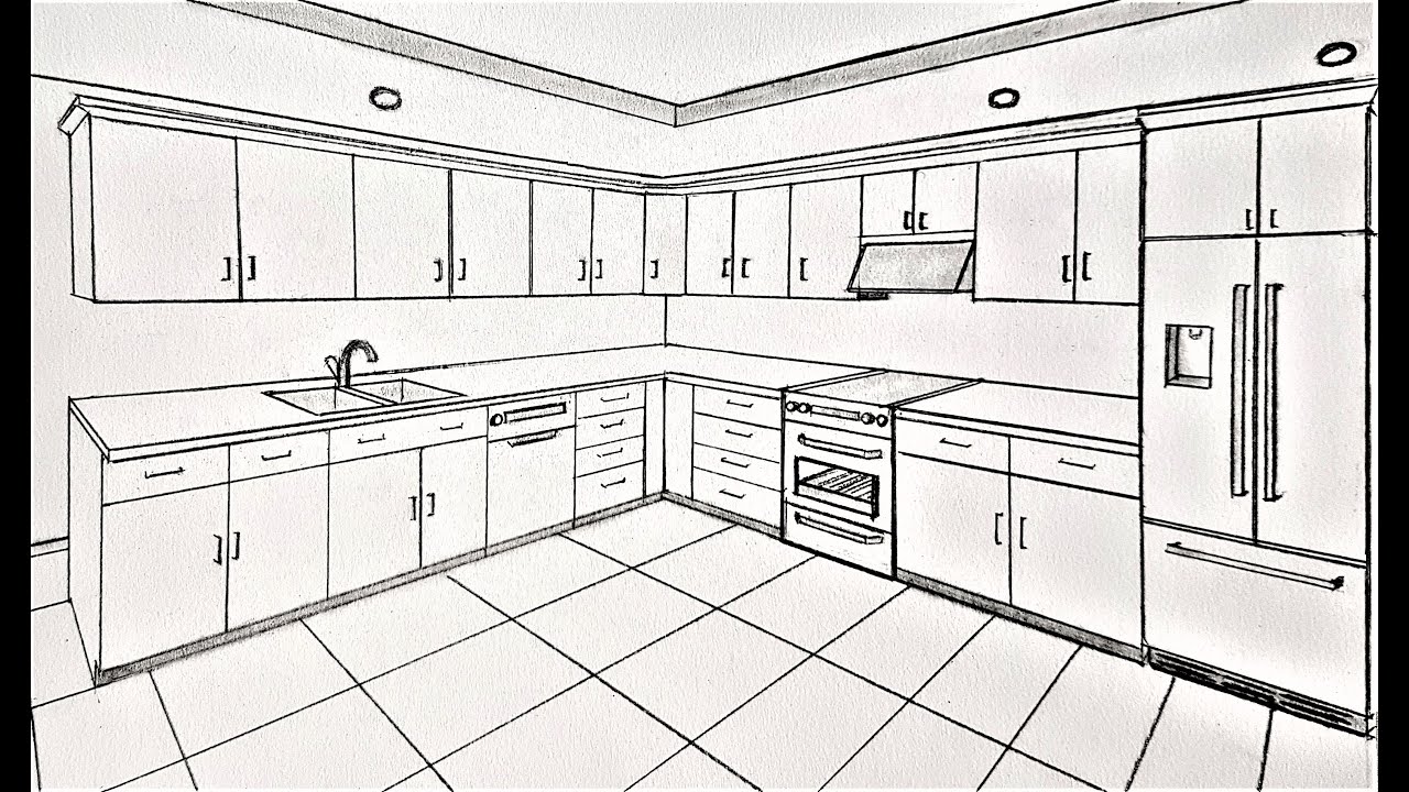 How To Draw 2 Point Perspective Kitchen