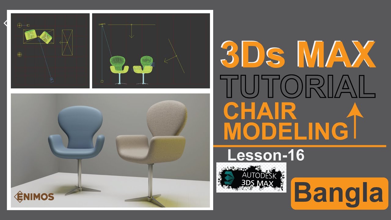 3d Chair Modeling 3ds Max Tutorial Plane Shell Turbosmooth Youtube