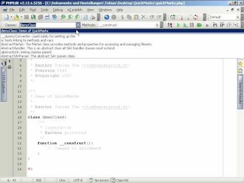 Phpedit Quickmarks Tutorial Youtube