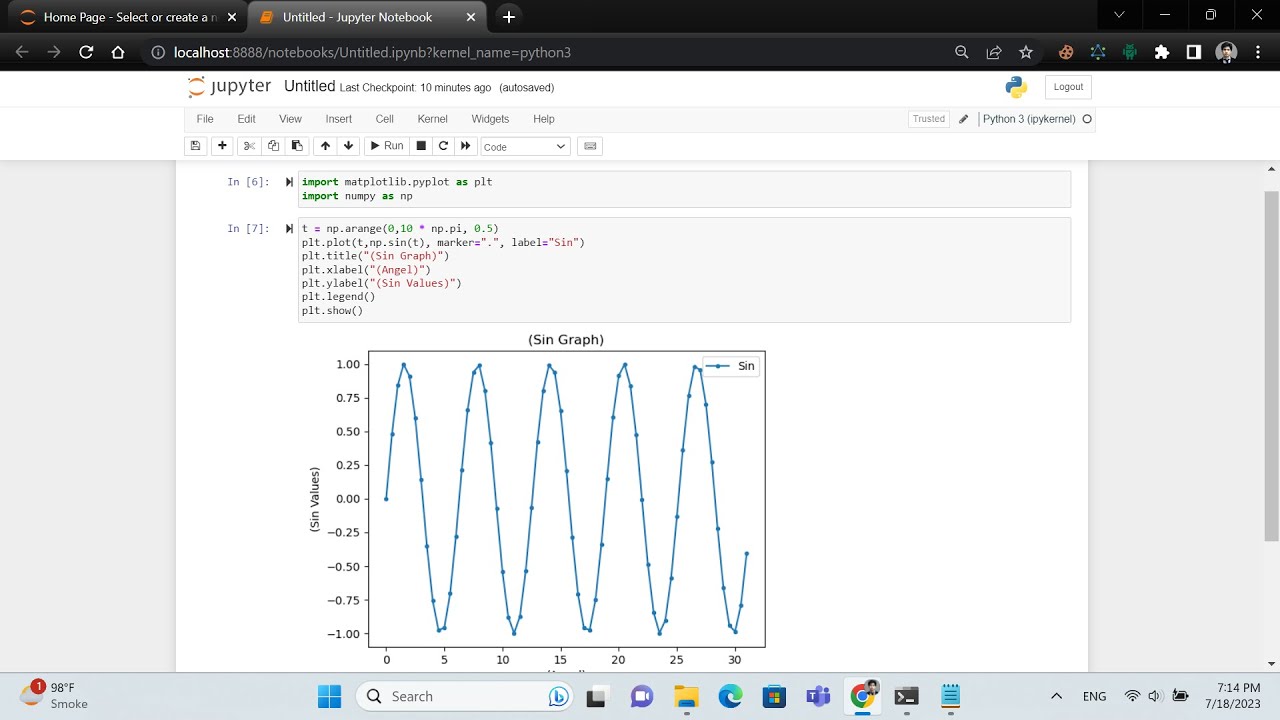 Sine Graph Using Python Sine Graph Youtube