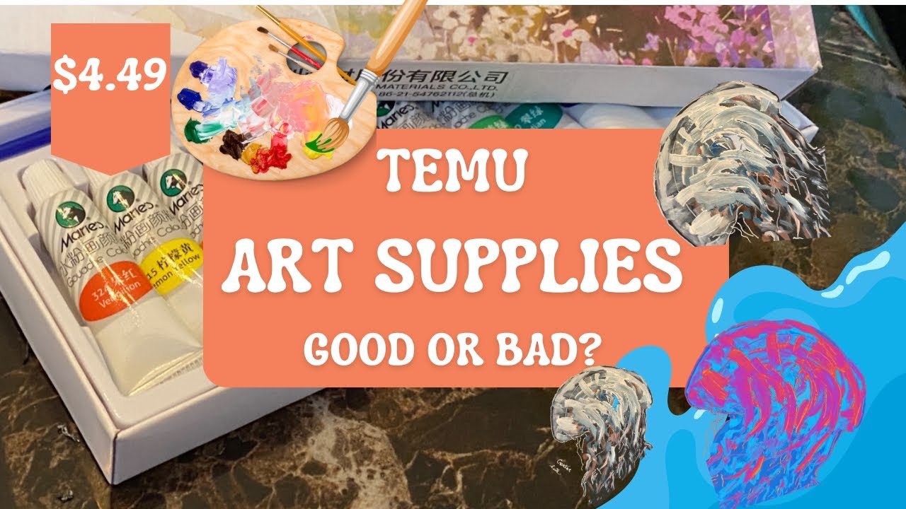 Temu Art Supplies Worth It Gouache Painting Jelly Fish On Black Paper