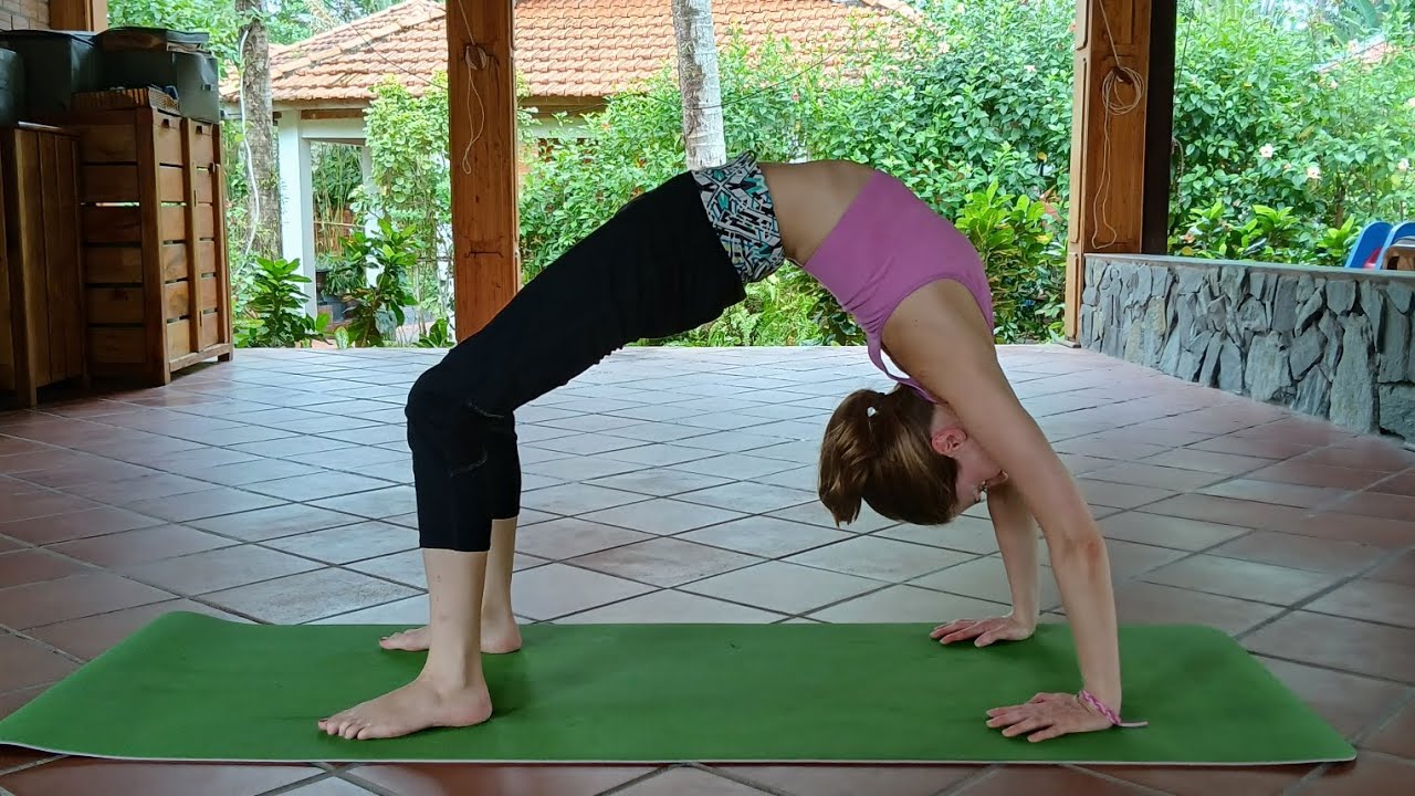 Backbend Yoga Tutorial Bridge Pose Setu Bandha Sarvangasana Wheel