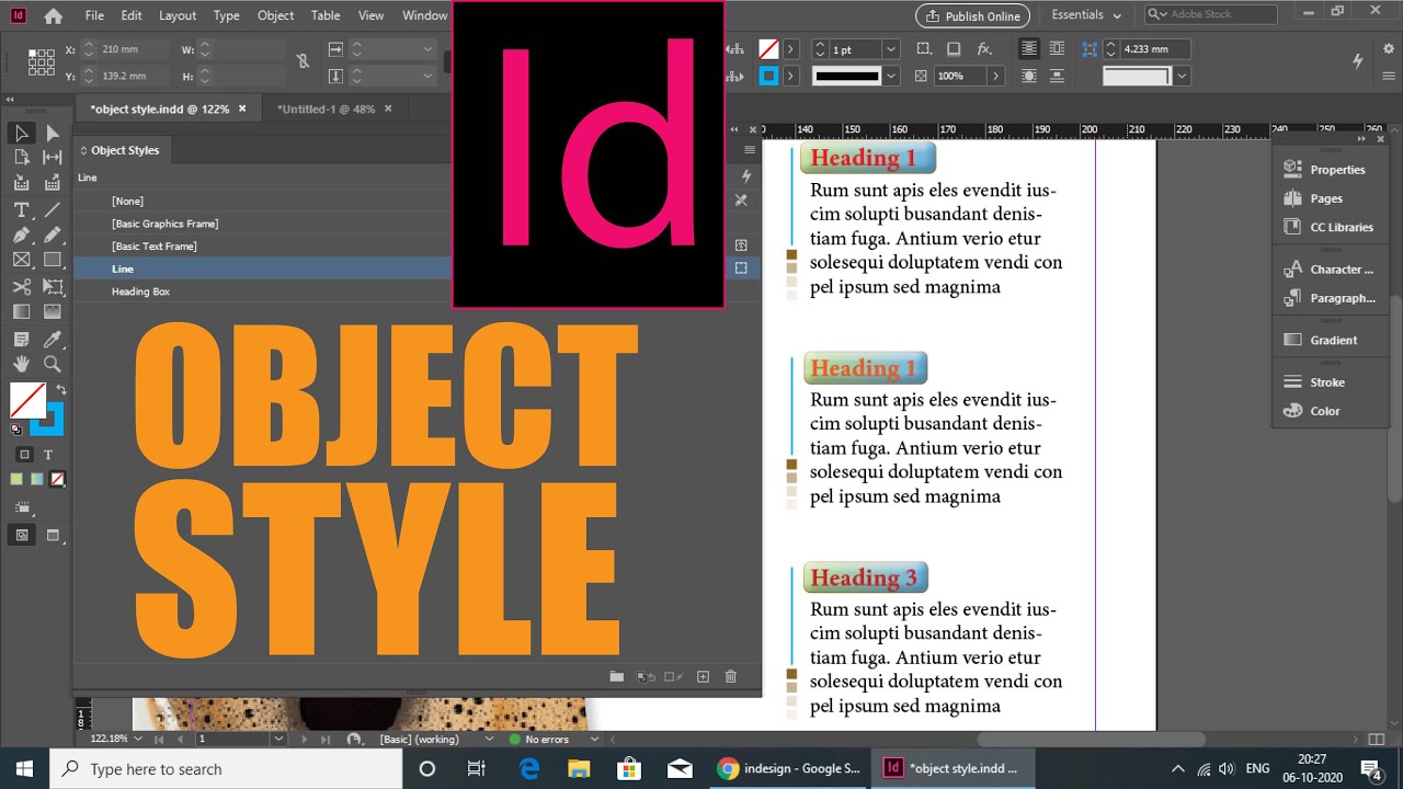 How To Create Indesign Object Styles Indesign 2020 Youtube