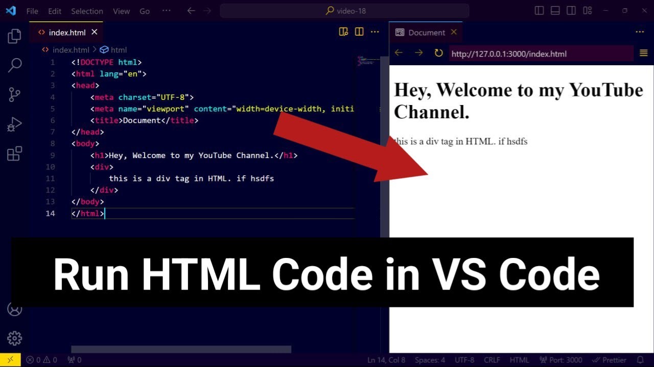 How To Run Html Code In Visual Studio Code Youtube
