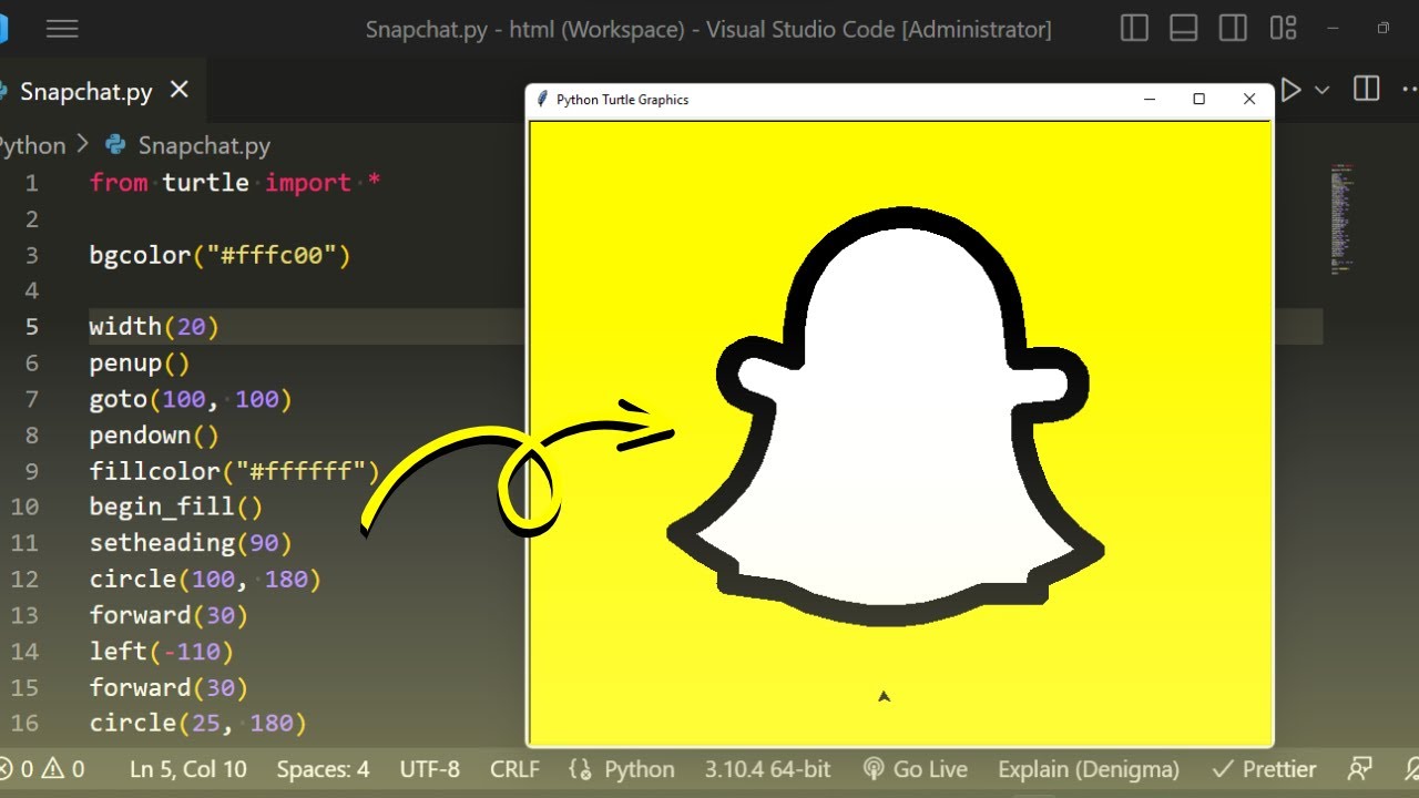 How To Draw A Snapchat Logo Using Python Turtle Snapchat Logo