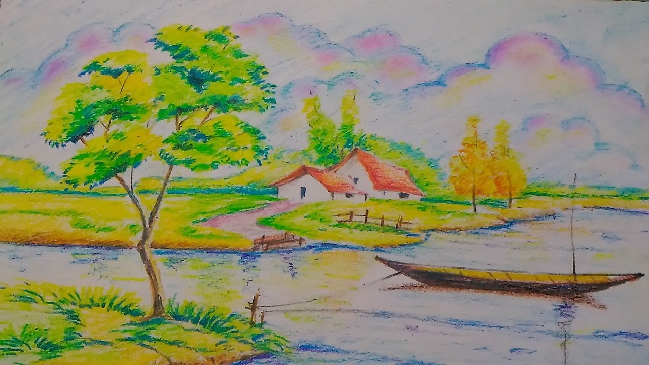 Landscape Easy Drawing Tutorial For Kids Youtube