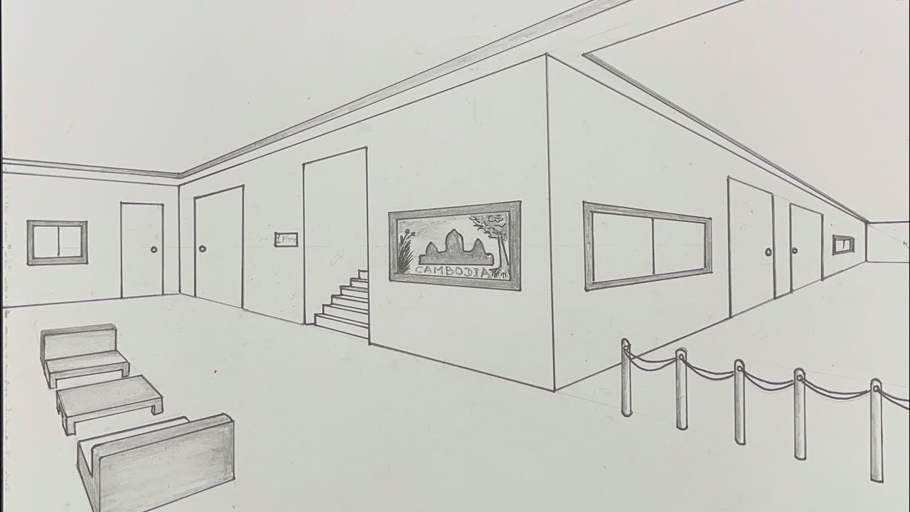 How To Draw A Room In 2 Points Perspective Youtube