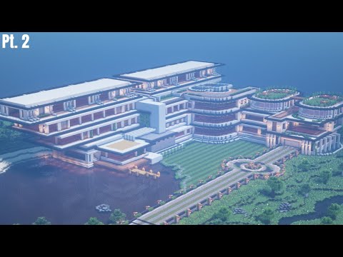 Minecraft Modern Mega Mansion Tutorial Freestyle Build 2 Pt 2