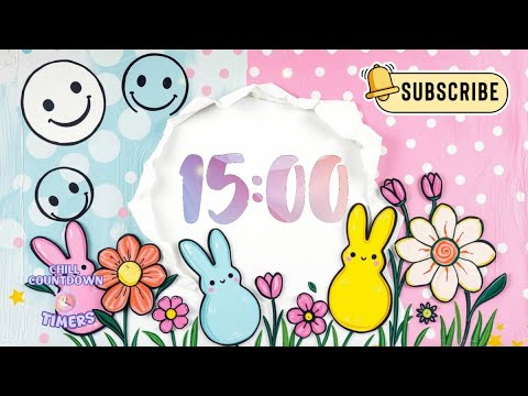 15 Minute Spring Countdown Timer Easter Peeps Smiley Faces Lofi