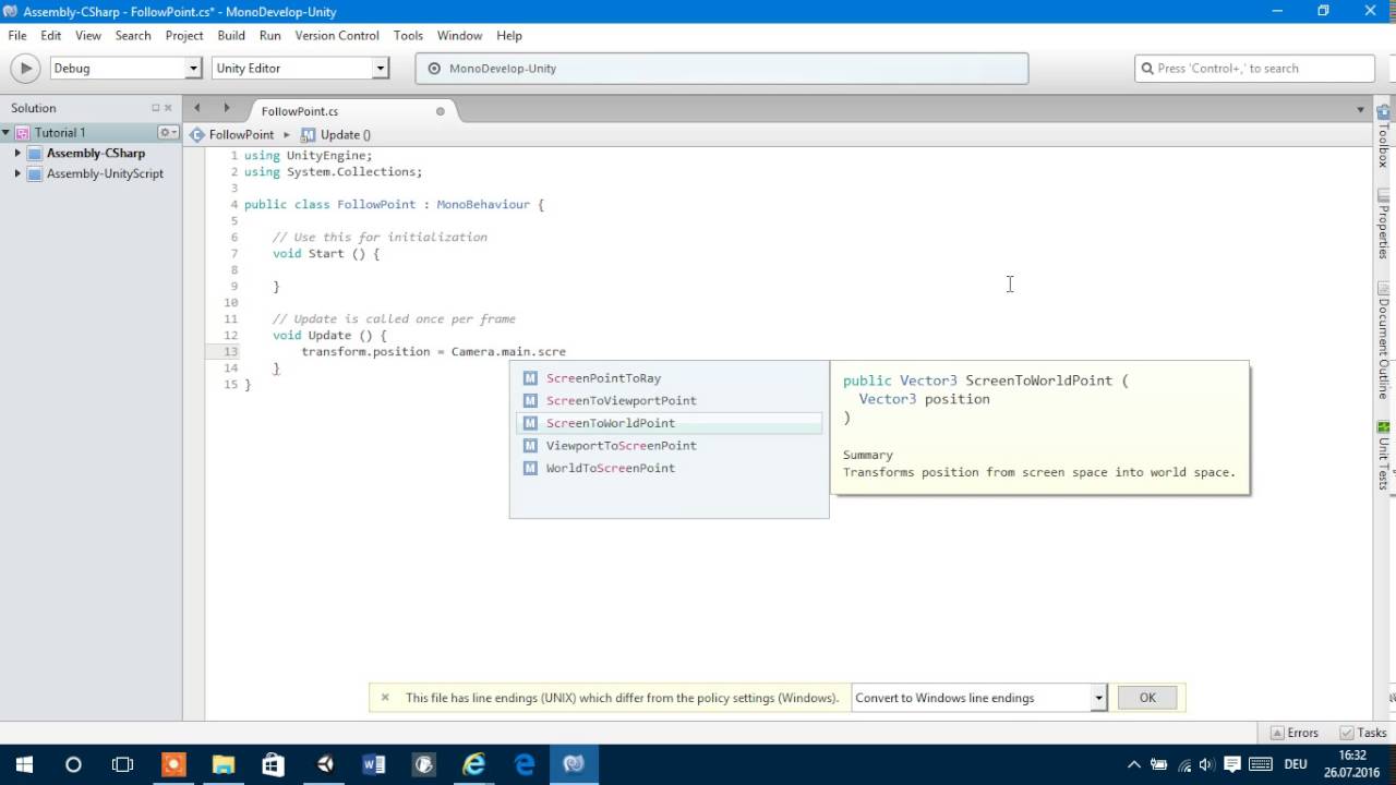 Unity 5 Gameobject Follows Mouseposition C Youtube