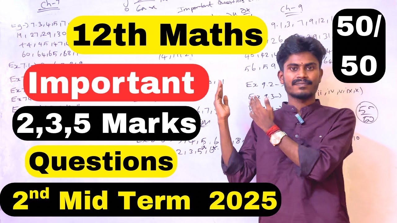 12th Maths 2nd Mid Term Important Questions 2025 12th Maths Important